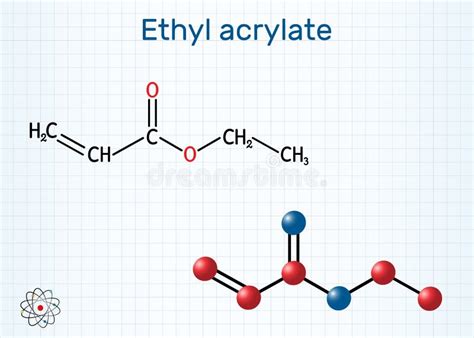 Ethyl Acrylate Molecule Structural Chemical Formula And Molecule Model