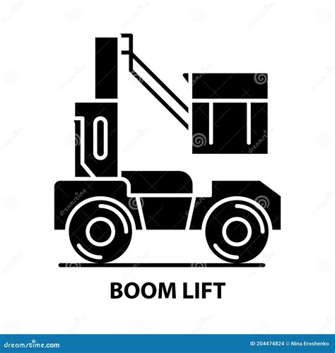 Zwarte Vectorteken Met Pictogram Voor Boomlift Met Bewerkbare