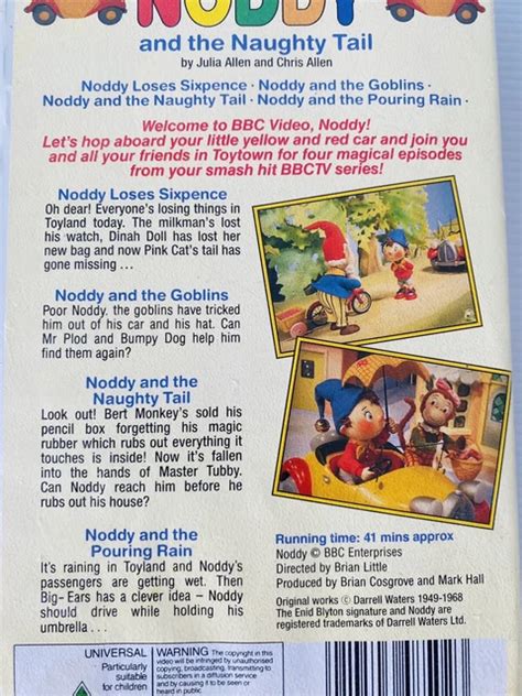 Vhs Noddy And The Naughty Tail 4 Episodes Vintage 1992 Bbc Enid Blyton Universal Eur 10 30