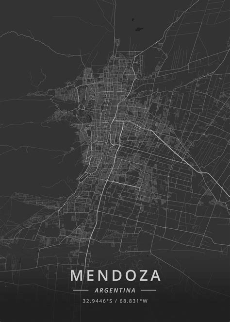 Mendoza Argentina Poster Picture Metal Print Paint By Designer Map