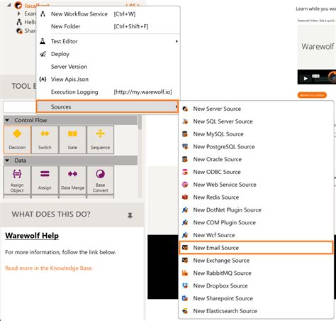 Adding An Email Source Warewolf Knowledge Base
