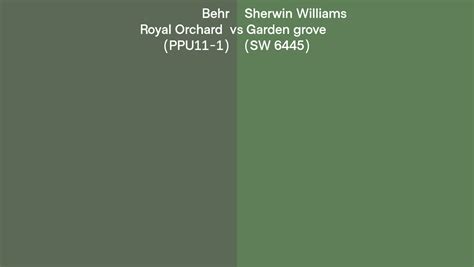 Behr Royal Orchard PPU11 1 Vs Sherwin Williams Garden Grove SW 6445