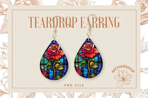 Rose Flower Stained Glass Teardrop Png Graphic By Nicharshop168