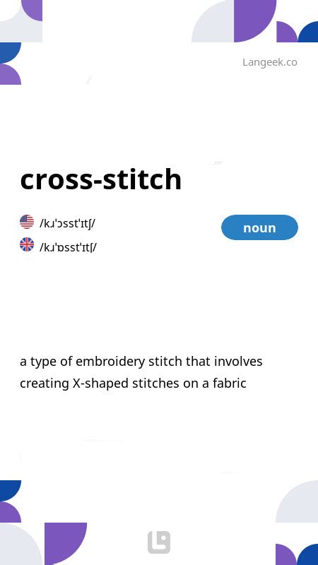 Definition Meaning Of Cross Stitch Picture Dictionary