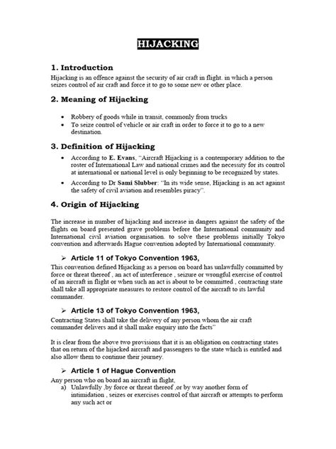 Hijaking Pdf Aircraft Hijackings Crime And Violence