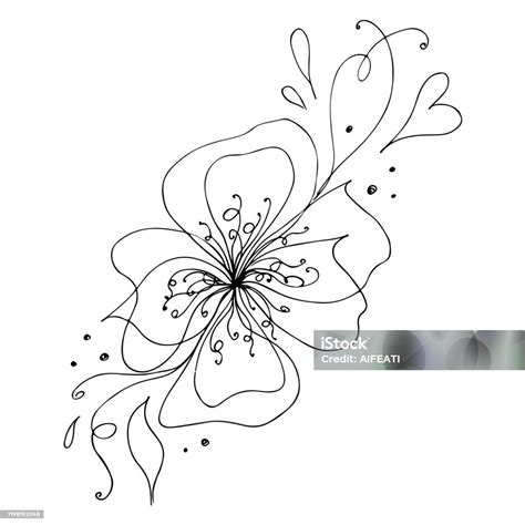 조각 된 손으로 그린 추상적인 런치 복고풍 꽃 손 윤곽 오키드 어떤 목적을 위한 좋은 디자인 윤곽선 벡터입니다 자연 배경입니다 열대 식물 꽃 무늬 추상 미술 배경 귀여운에