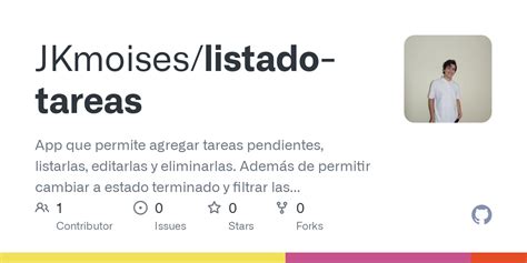 Github Jkmoiseslistado Tareas App Que Permite Agregar Tareas