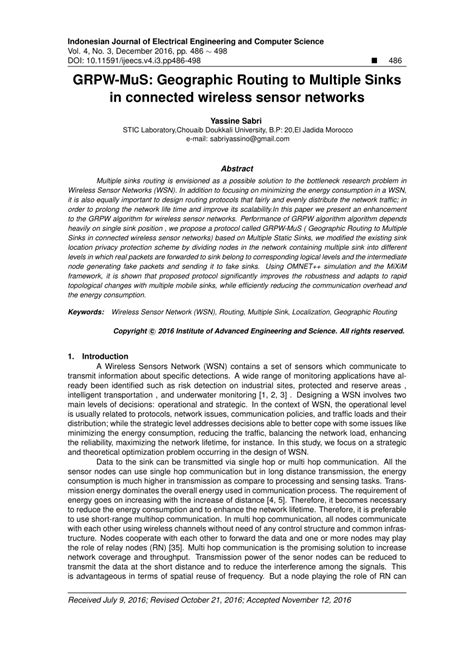 Pdf Grpw Mus Geographic Routing To Multiple Sinks In Connected