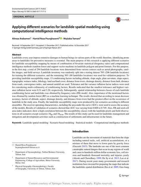 Applying Different Scenarios For Landslide Spatial Modeling Using Computational Intelligence