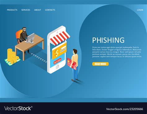 Hacker Phishing Landing Page Website Royalty Free Vector