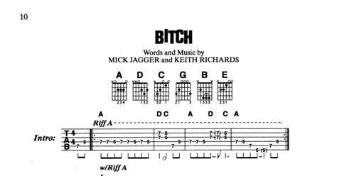 Bitch Guitar Chordslyrics Print Sheet Music Now