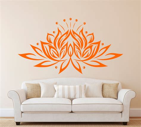 Lotus Wall Decal Vinyl Sticker Yoga Lotus Flower Indian Etsy