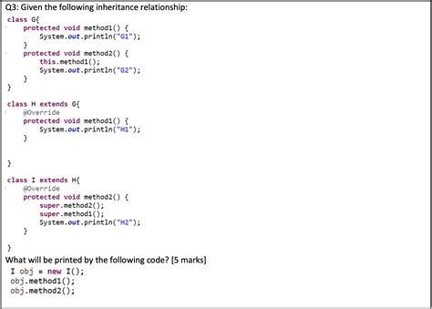 Solved Q3 Given The Following Inheritance Relationship Chegg