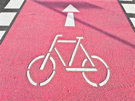 Cycle Path Bicycle Symbol As A Lane Marking Or Road Marking On A Road