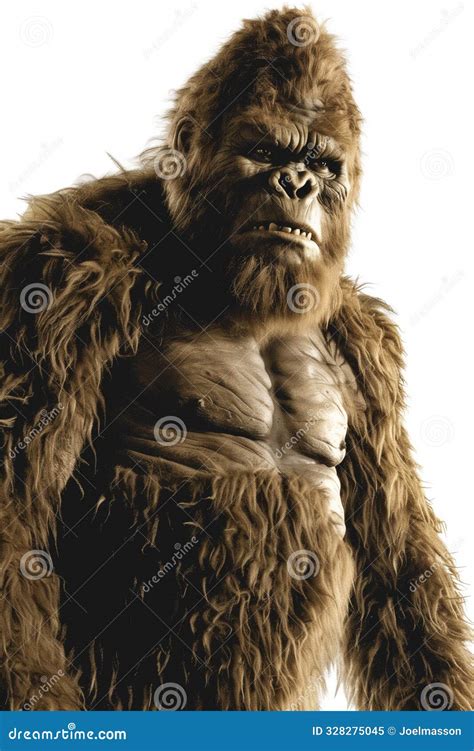 Realistic Bigfoot The Wild Hairy Man Sasquatch Character Isolated On White Background Royalty