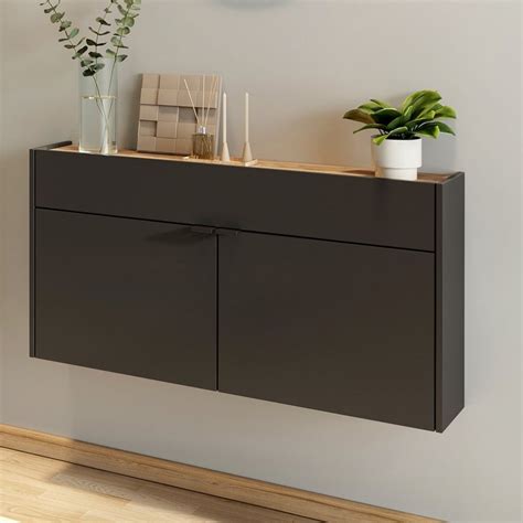 Lomadox Schuhschrank Aberdeen 01 Graphit Mit Eiche Nb Ideal Für