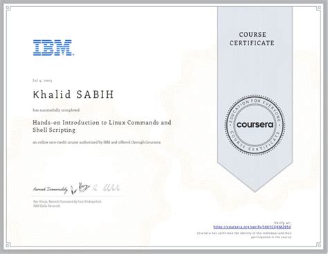Ibm Coursera Linuxcommands Shellscripting Continuouslearning Khalid Sabih