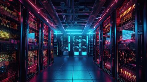 premium ai image computer networking server room warehouse