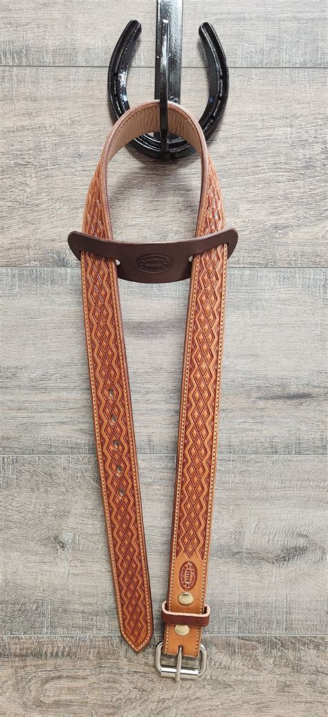 Geometric Tooled Belt With Tan Finish Size 35 Patterson Custom Leather