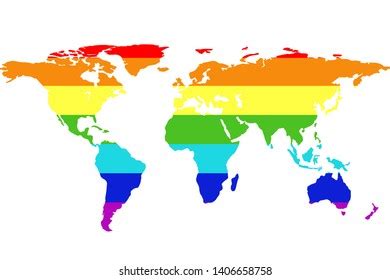 Rainbow World Map Earth Colorful Map Stock Vector Royalty Free