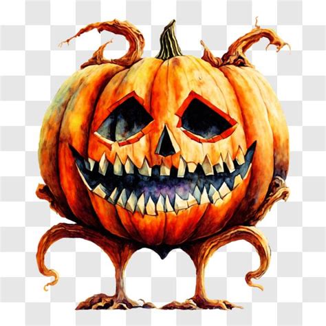 Download Scary Pumpkin With Wooden Legs For Halloween Pngs Online