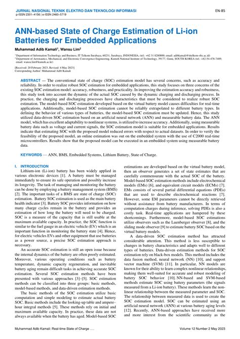 Pdf Ann Based State Of Charge Estimation Of Li Ion Batteries For Embedded Applications