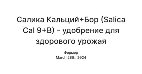 Салика Кальций+Бор (Salica Cal 9+B) - удобрение для здорового урожая ...