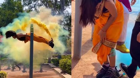 Viral Video కాళ్లకు క్రాకర్స్ కట్టుకుని చీర కట్టులో స్టంట్‌ చేసిన