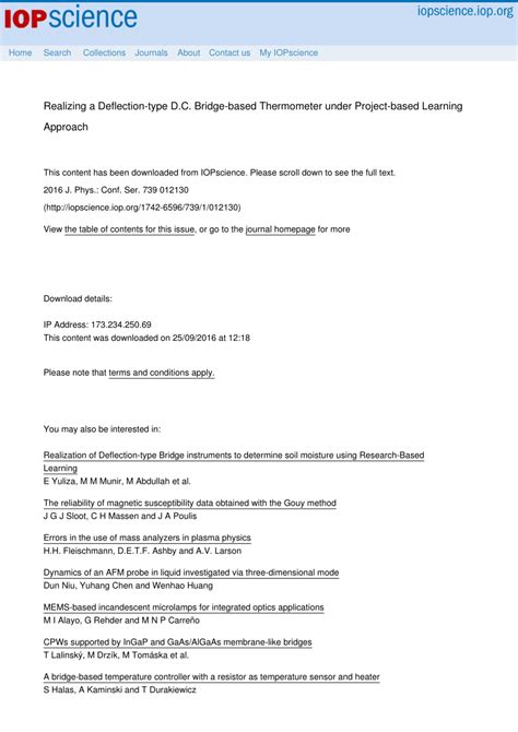 Pdf Realizing A Deflection Type Dc Bridge Based Thermometer Under Project Based Learning