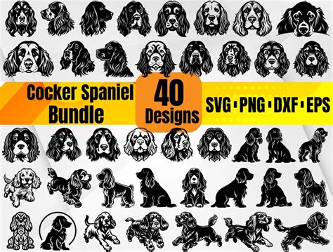 High Quality Cocker Spaniel Svg Bundle Cocker Spaniel Face Svg Cocker Spaniel Dxf Cocker