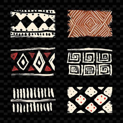African Mud Cloth With Geometric Patterns Borderlines Design Png Unique