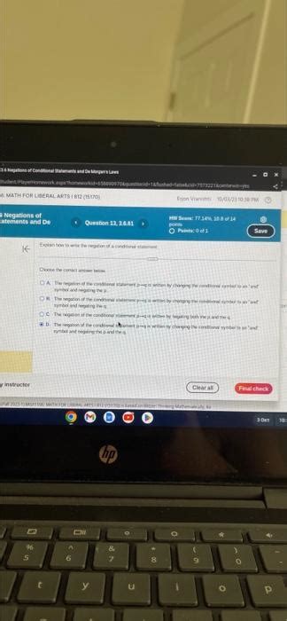 Solved Negations Of Conditional Statements And De Chegg