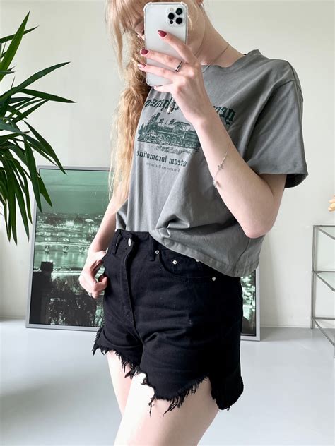 무배 여름 순면 실크 바이오워싱원단 기관차 크롭 반팔 티셔츠 2colors