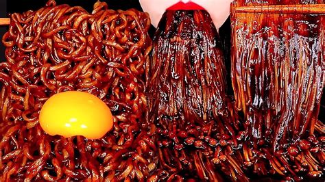 Asmr Truffle Black Bean Noodles Spicy Enoki Mushrooms 트러플짜파게티 짜장불닭팽이버섯