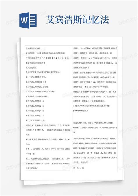 艾宾浩斯记忆法word模板下载 编号ljemxdkm 熊猫办公