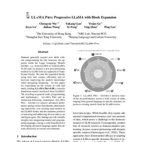 Llama Pro Progressive Llama With Block Expansion Acl Anthology