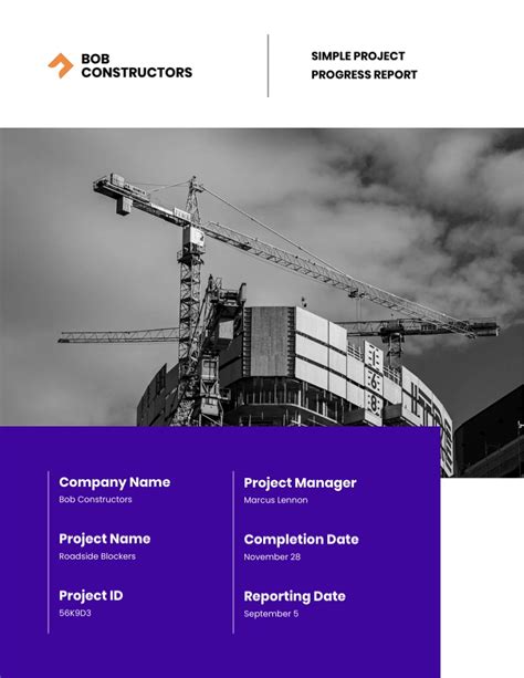 simple project progress report template visme
