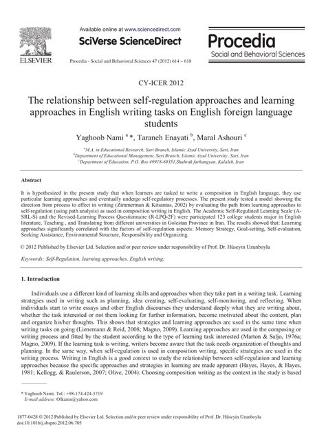 Pdf The Relationship Between Self Regulation Approaches And Learning Approaches In English