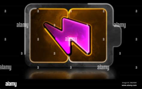 Looping Neon Glow Effect Battery Charger Icon Black Background Stock