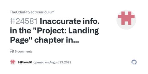 Inaccurate Info In The Project Landing Page Chapter In Foundations