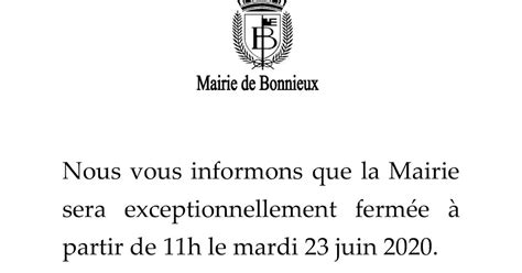FERMETURE EXCEPTIONNELLE DE LA MAIRIE