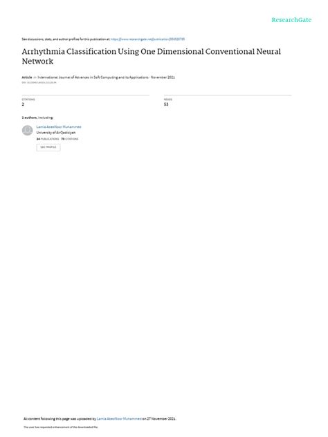 Arrhythmia Classification Using One Dimensional Conventional Neural