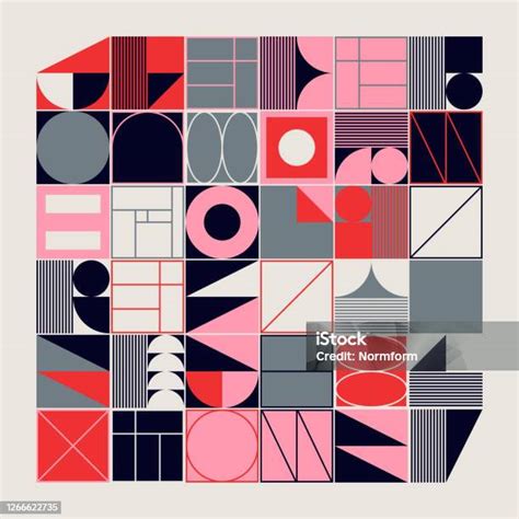 Desain Pola Komposisi Vektor Abstrak Karya Seni Bauhaus Ilustrasi Stok