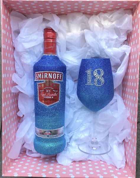 Smirnoff Full Glitter Personalised Wine Glass Glittering Ts
