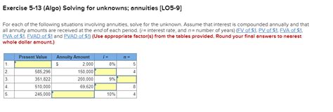Solved Exercise 5 13 Algo Solving For Unknowns Annuities