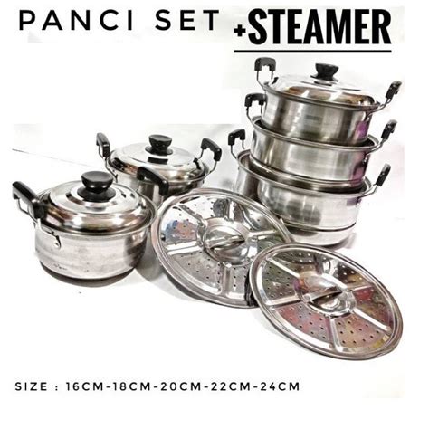 Jual Panci Set 5in1 Plus Steamer Stainless Panci 16 24CM Original