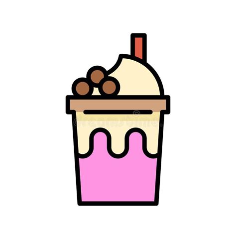 Bubble Tea Or Pearl Milk Tea Filled Icon Stock Vector Illustration Of