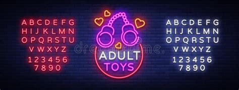 Adult Toys Logo In Neon Style Design Template Sex Shop Neon Signs