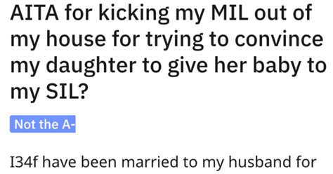 Womans Mother In Law Tries To Convince Her Teenage Daughter To Give Up