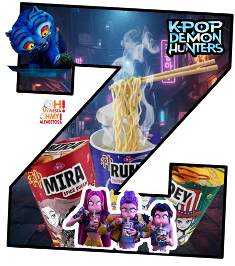 Abecedario De Las Guerreras Kpop Comiendo Fideos Ramen Con Números